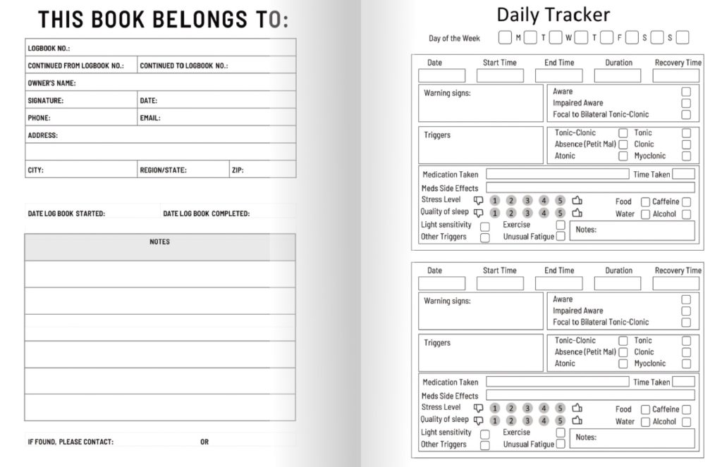 Seizure Tracker Logbook | Episode Documentation for Better Treatment ...